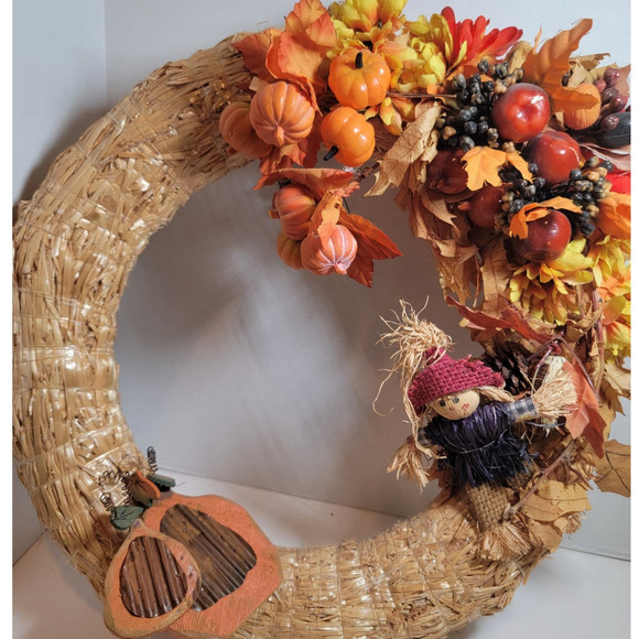 None and/or Unknown | Holiday | Scarecrow Halloween Wreath Vintage ...